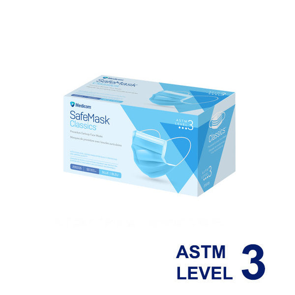 Medicom SafeMask Classics Procedure Earloop Mask 50 pcs ASTM Level 3 – Anson Dental Supply