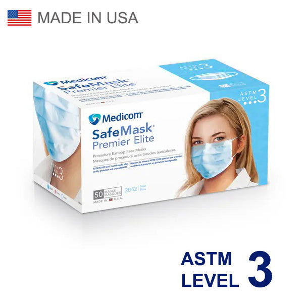 Medicom SafeMask Premier Elite Earloop Mask 50 pcs ASTM Level 3 Made i ...