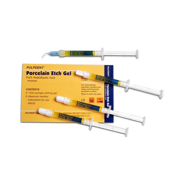 Pulpdent Porcelain Etch Gel Kit 4 x 1.2mL Syringes – Anson Dental Supply